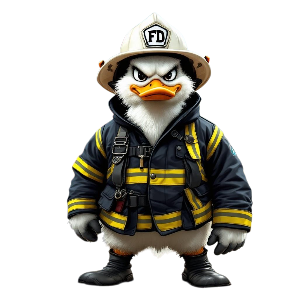 Firefighter Duck in Fire Gear Firefighter AI Generated Decal – Powercall Sirens LLC