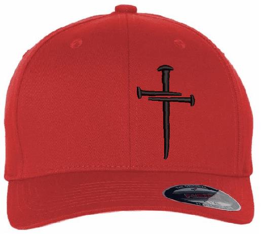 Christian Hats for Men Women Jesus 3 Nail Cross Hat RED FLEX FIT L/XL ...