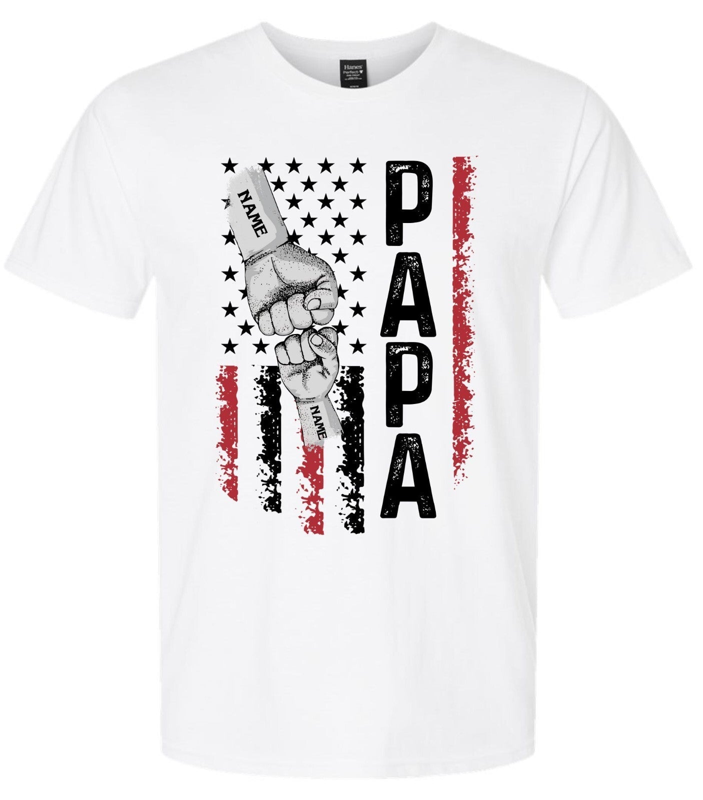 Father's Day Tshirt - PAPA Flag Design with your custom names in the f ...