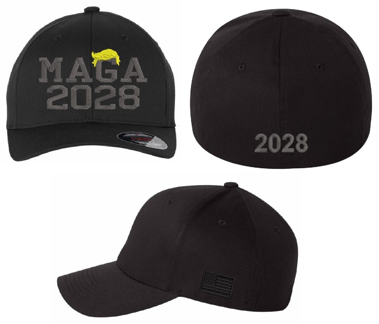 Trump 2028 Hat - MAGA 2028 Embroidered Flex Fit Trump Hat GRAY Embroid ...