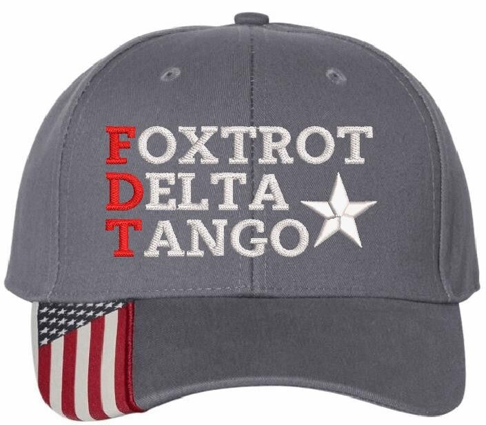 Foxtrot Tango Delta Hat Embroidered Donald Trump Hat GRAY Adjustable h ...