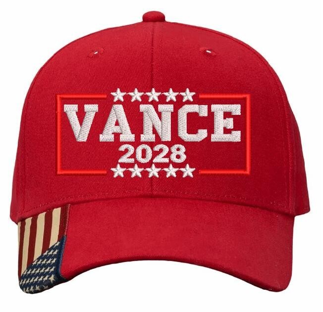 JD Vance 2028 Hat - Embroidered Adjustable Red MAGA Hat with USA Flag ...