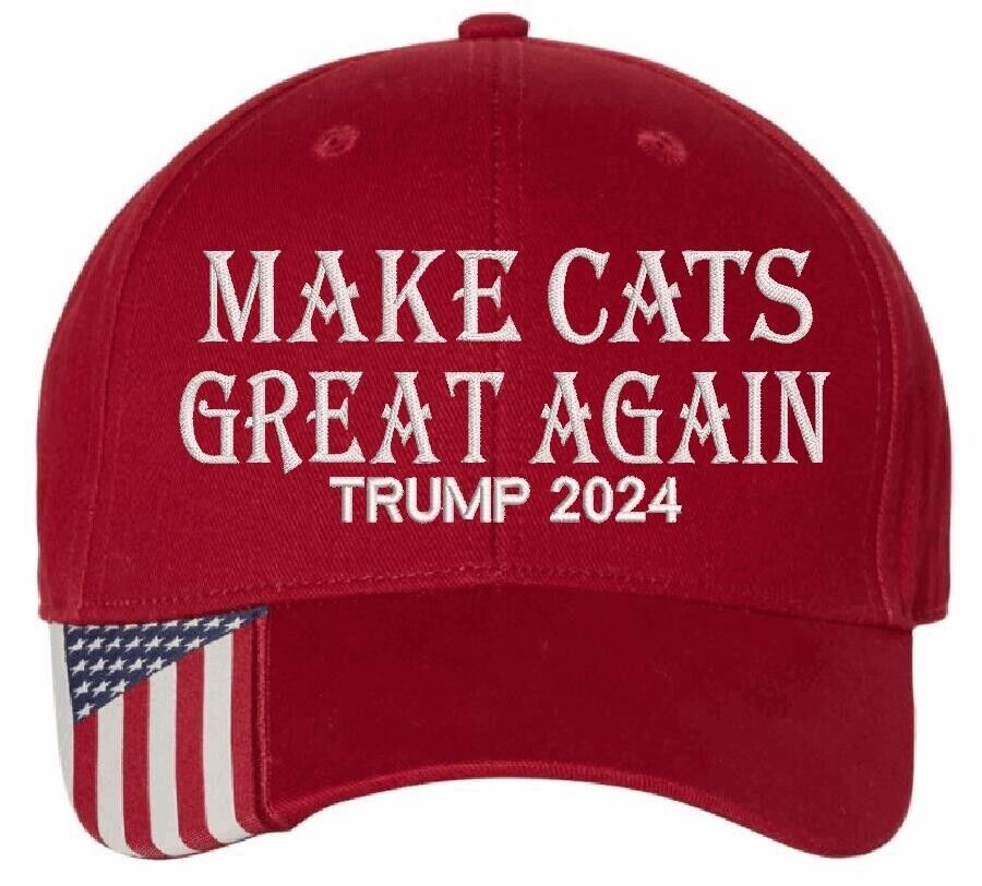 MAKE CATS GREAT AGAIN CATS FOR TRUMP Embroidered Hat USA300 Red Adjust ...