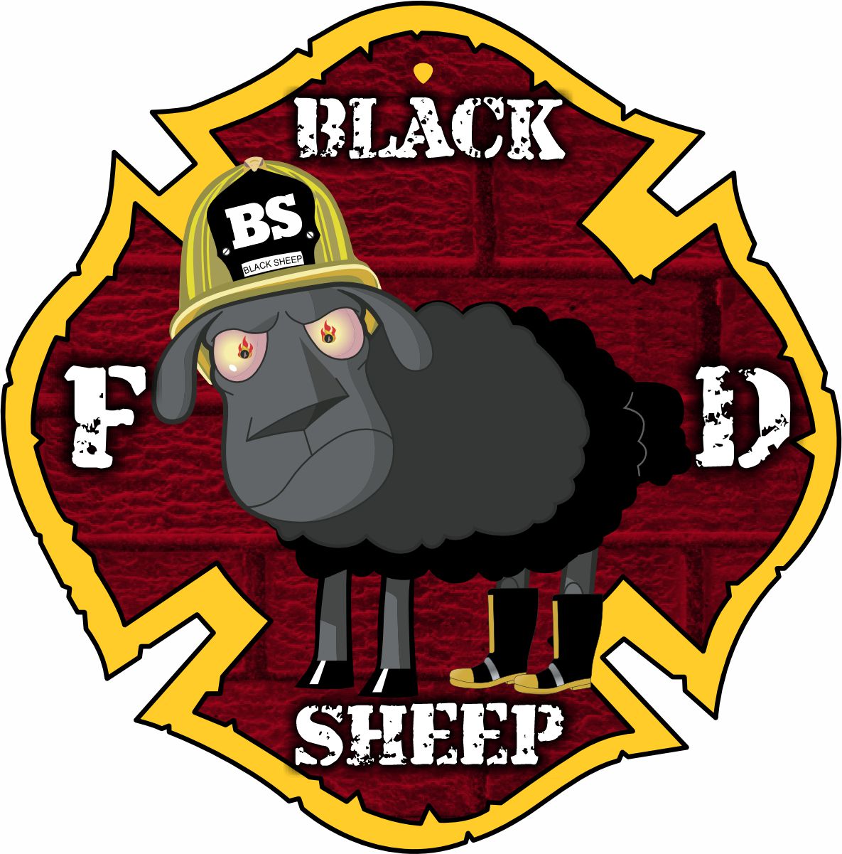 Black Sheep Firefighter REFLECTIVE Maltese Cross Window/Helmet Decal ...