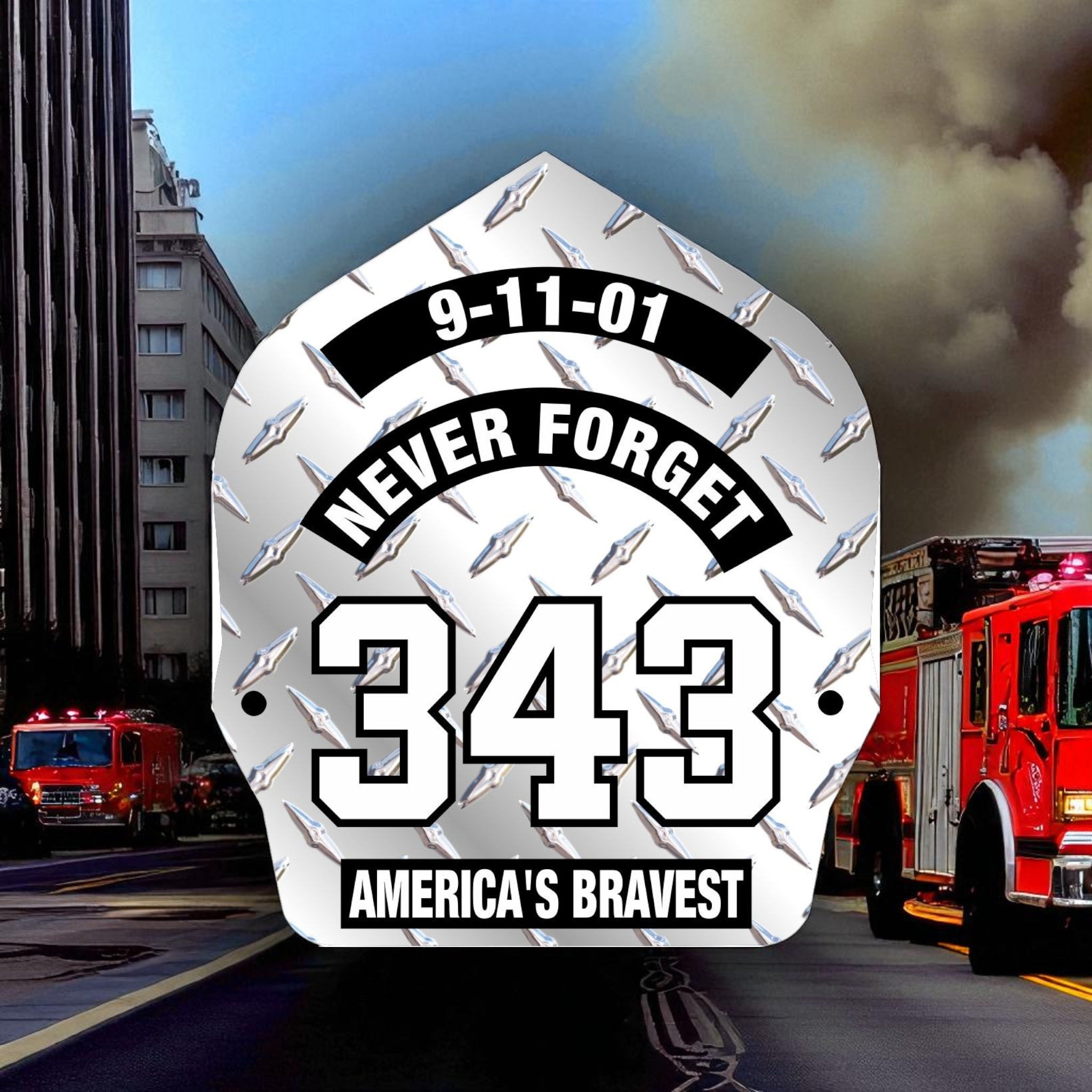 Firefighter 911 Never Forget 343 Diamond Plate style Firefighter Decal ...