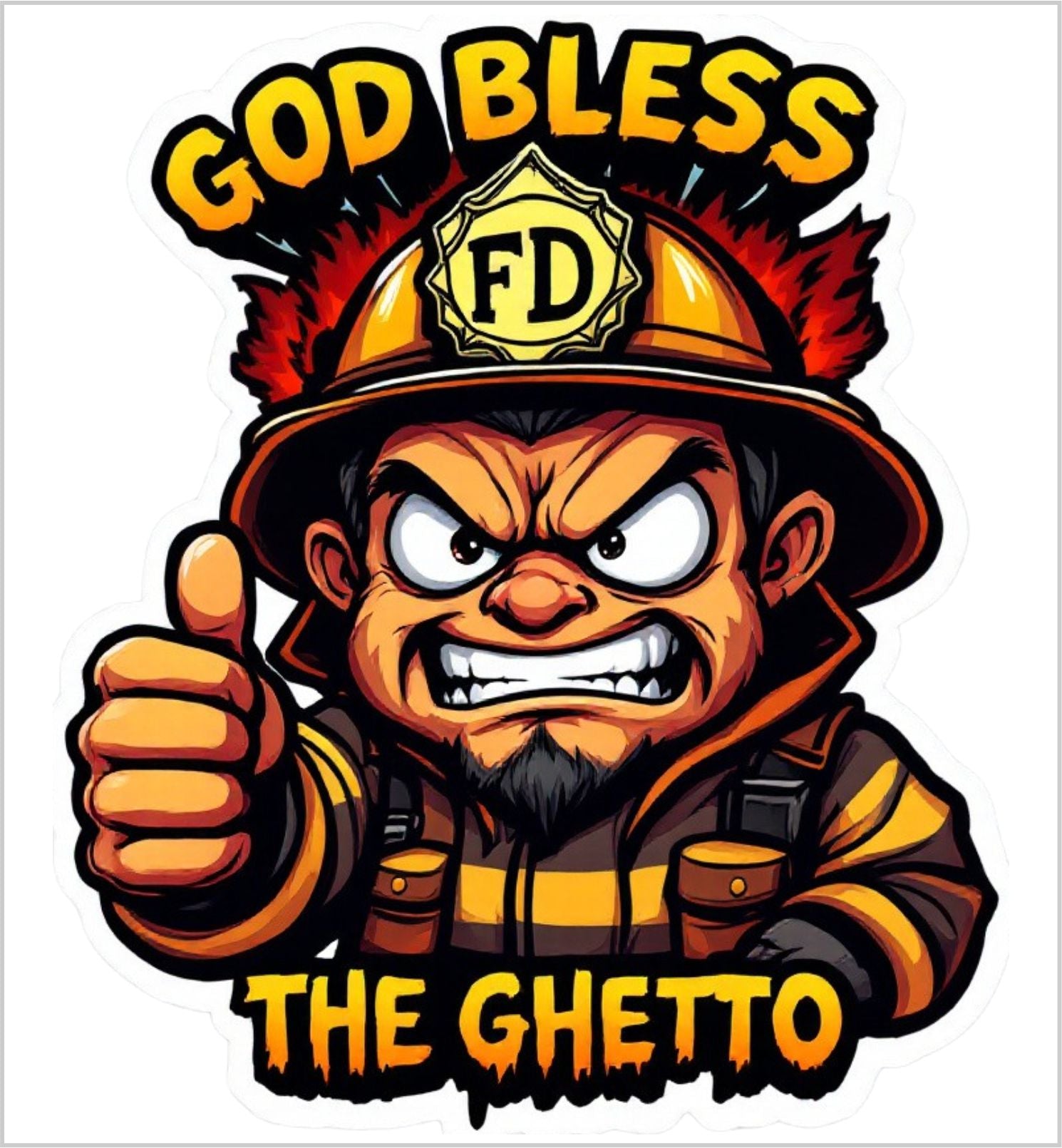Firefighter Decal Sticker God Bless the Ghetto Version 3 AI Generated ...