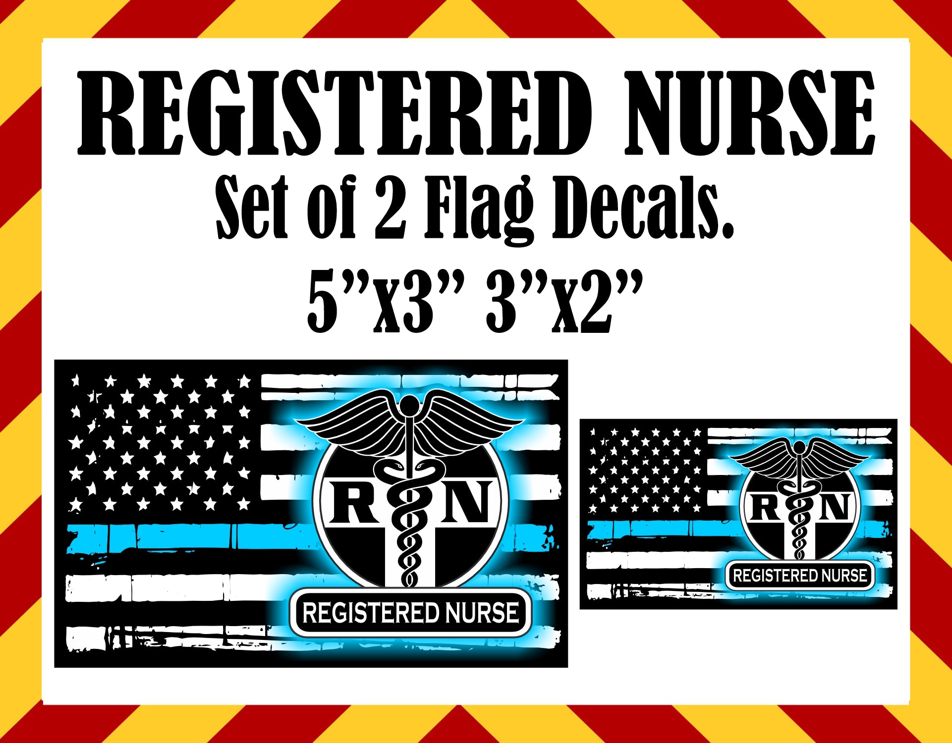 Registered Nurse Set of 2 Flag Decals – Powercall Sirens LLC