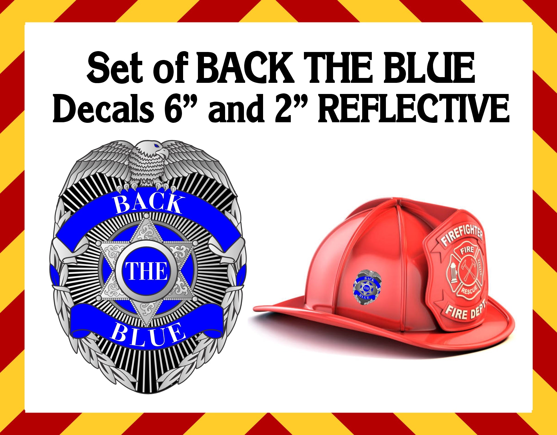 Police Officer Decals - BACK THE BLUE Reflective Set of Decals Law Enf ...