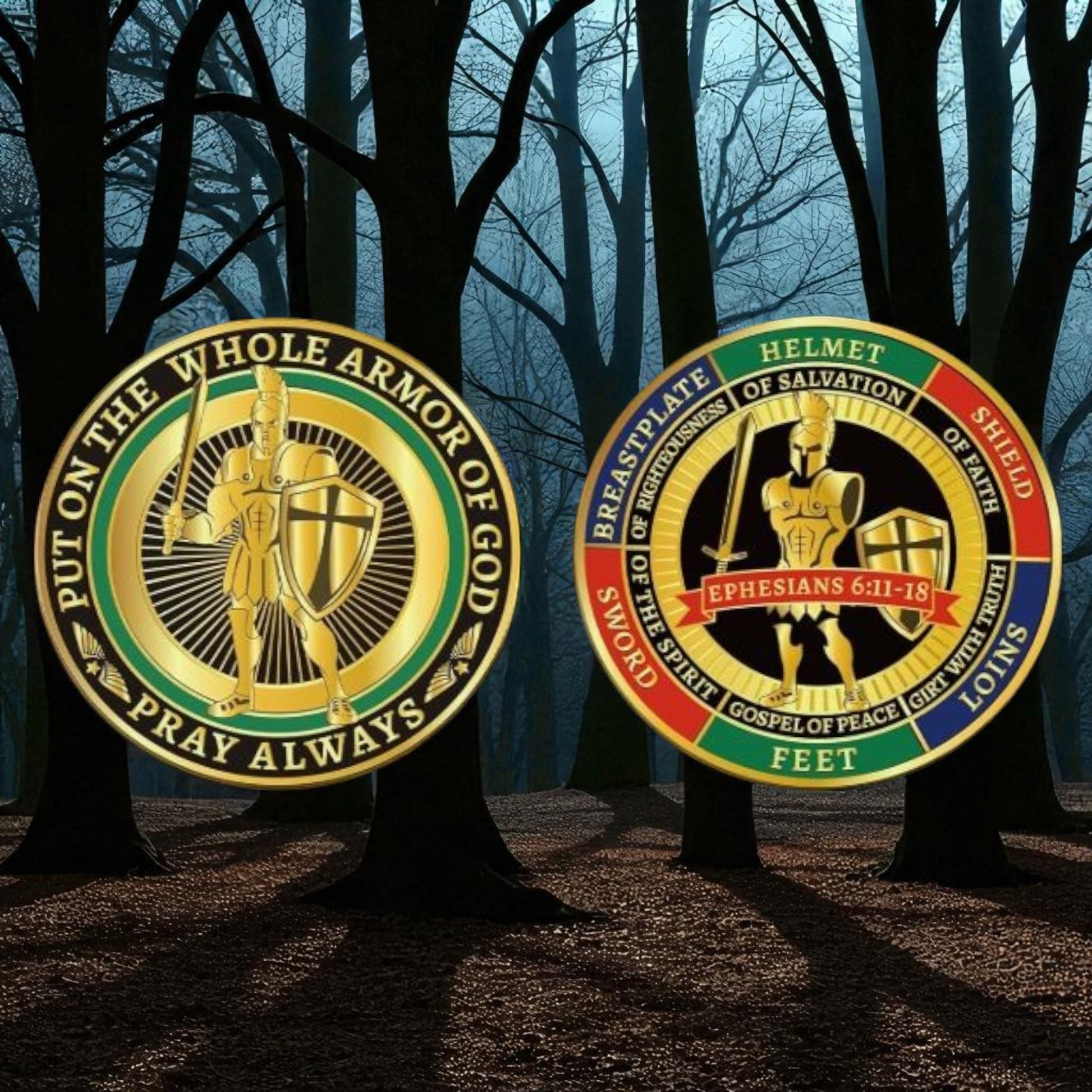 Christian Full Armor of God Challenge Coin Set of 2 Coins Version 1 Co ...