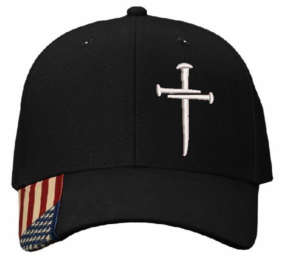 Christian Cross Baseball Cap, Religious 3 Nail Design, Black AM305 Fla ...