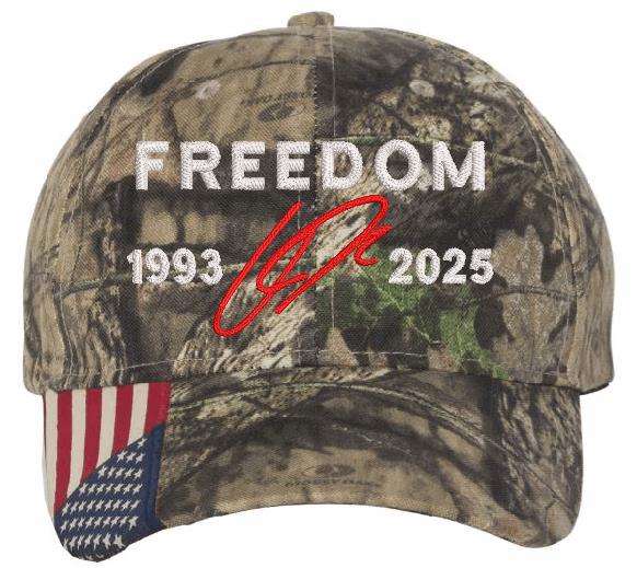 Freedom Charlie Kirk Autograph Embroidered Adjustable Hat with USA Fla ...