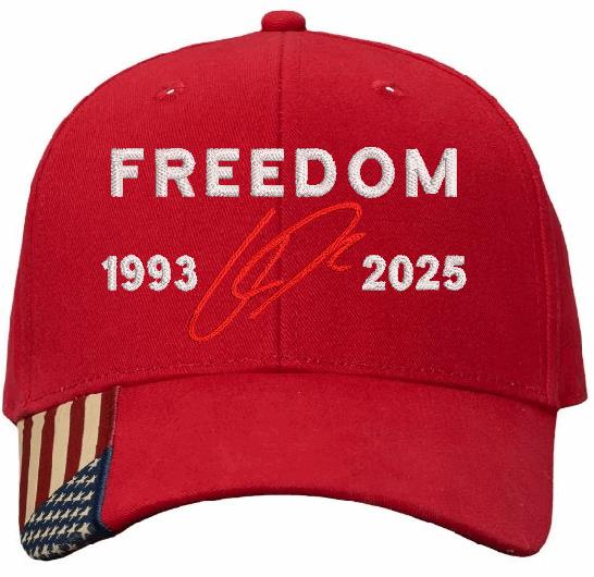 Freedom Charlie Kirk Autograph Embroidered Adjustable Hat with USA Fla ...