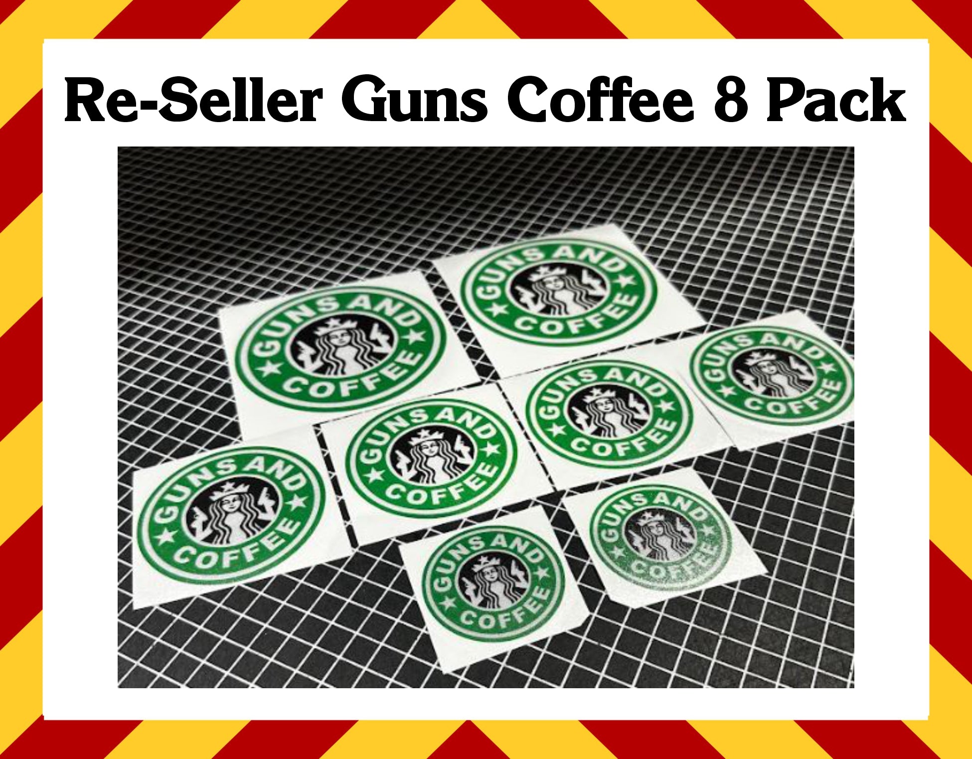 Wholesale Reseller Guns Coffee 8 Pack of Decals – Powercall Sirens LLC