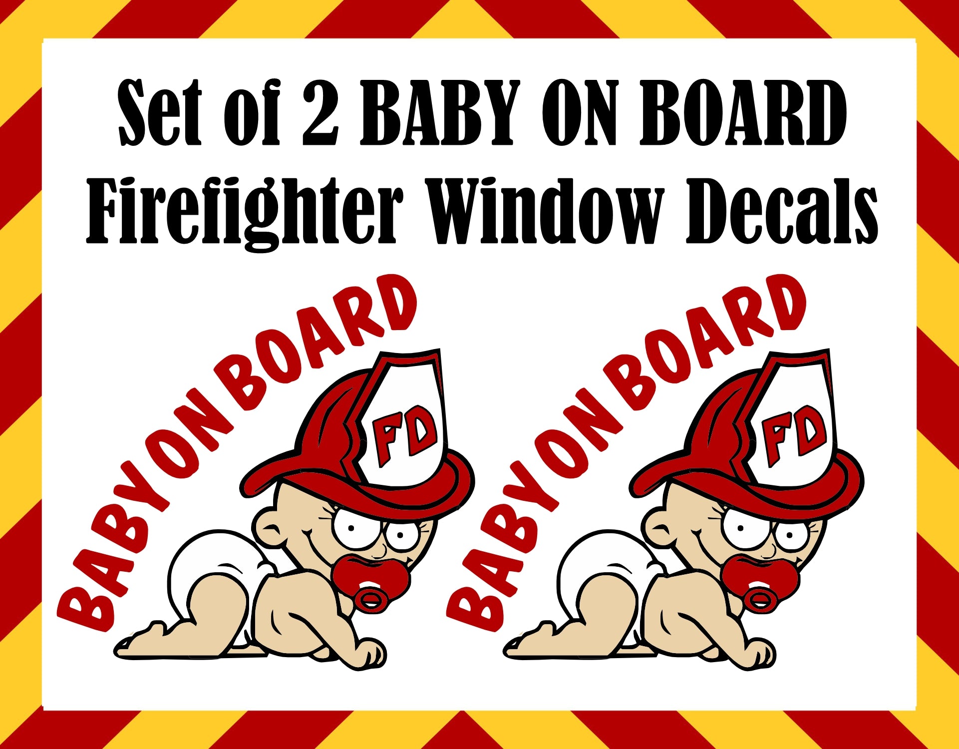 Window Stickers - Baby on Board Firefighter Set of Decals 4" and 2 ...
