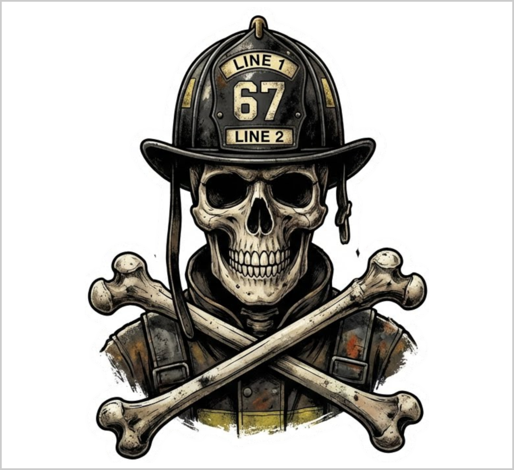 Firefighter Skull Custom Made Helmet or Window Decal - FULLY CUSTOMIZA ...