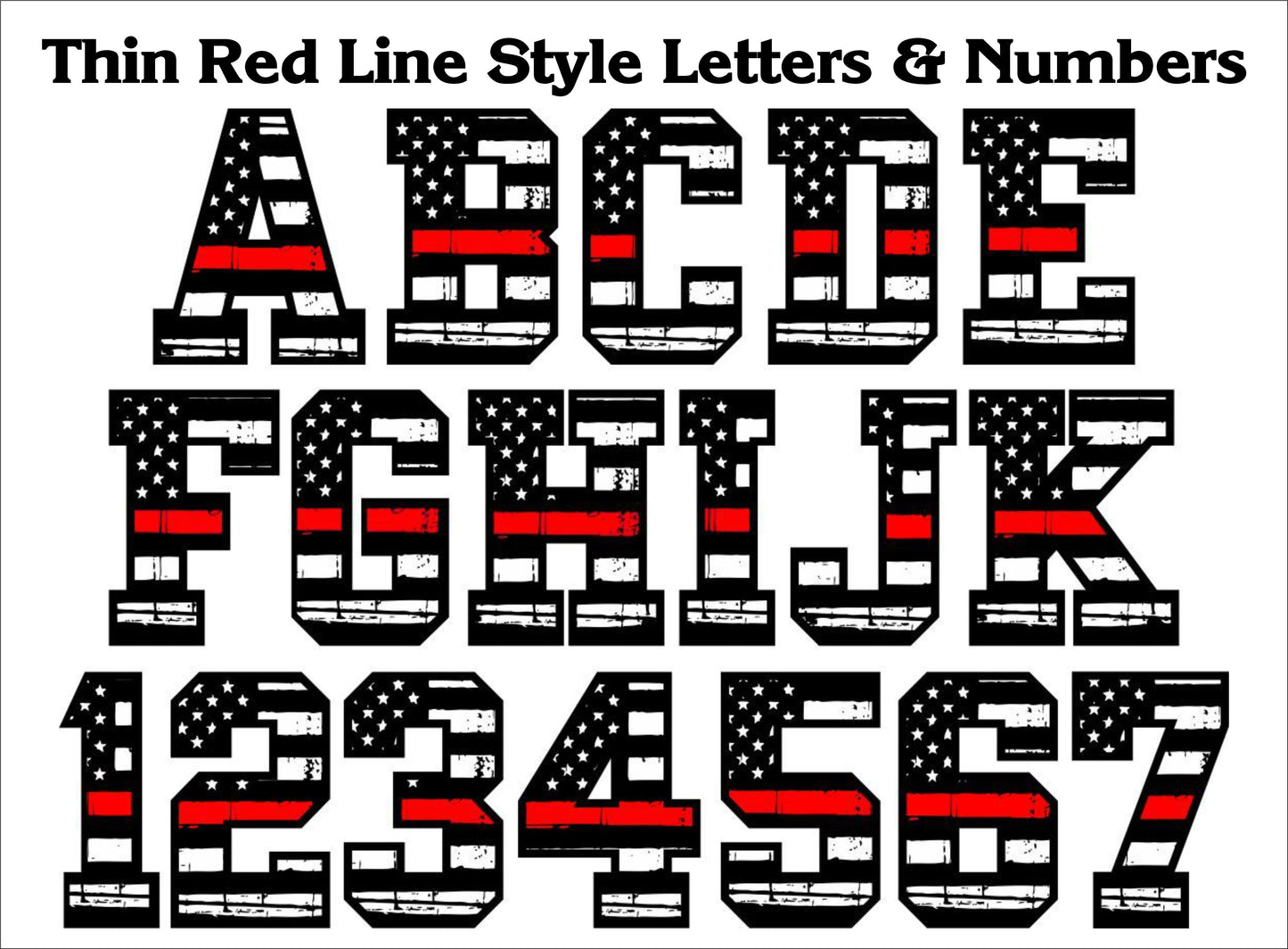 Thin Red Line Reflective Letter and Number Decals – Powercall Sirens LLC