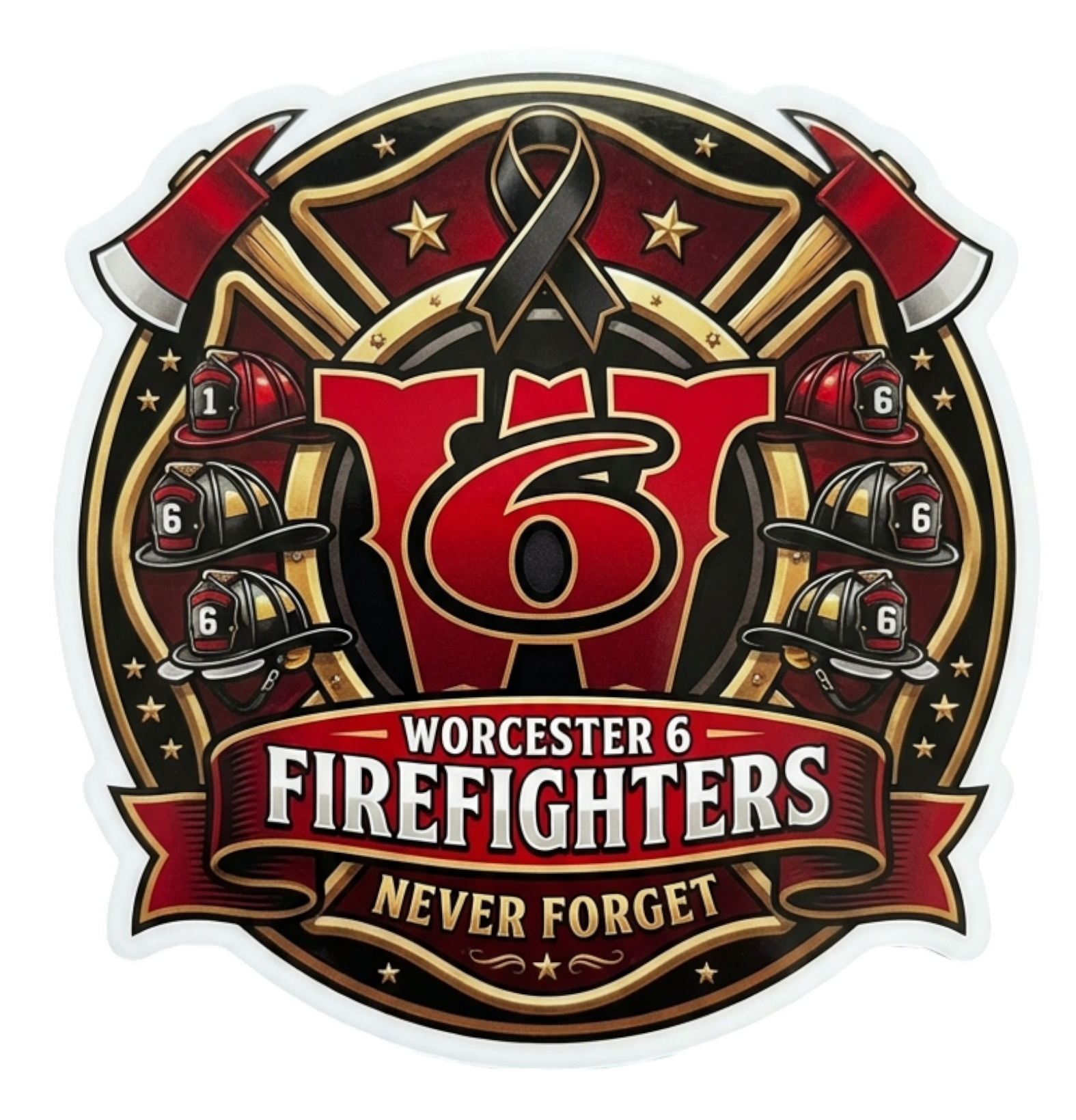Worcester 6 Memorial Maltese Firefighter Window Decal Sticker - Variou ...