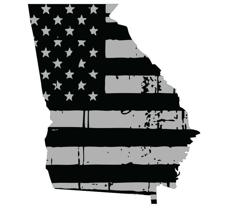 Tattered USA Flag Black/Gray window decal - State of Georgia various s ...