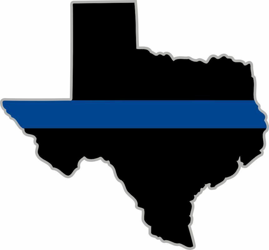 Thin Blue Line State of Texas Decal WITH SILVER OUTLINE 4" x 4.3" REFL ...