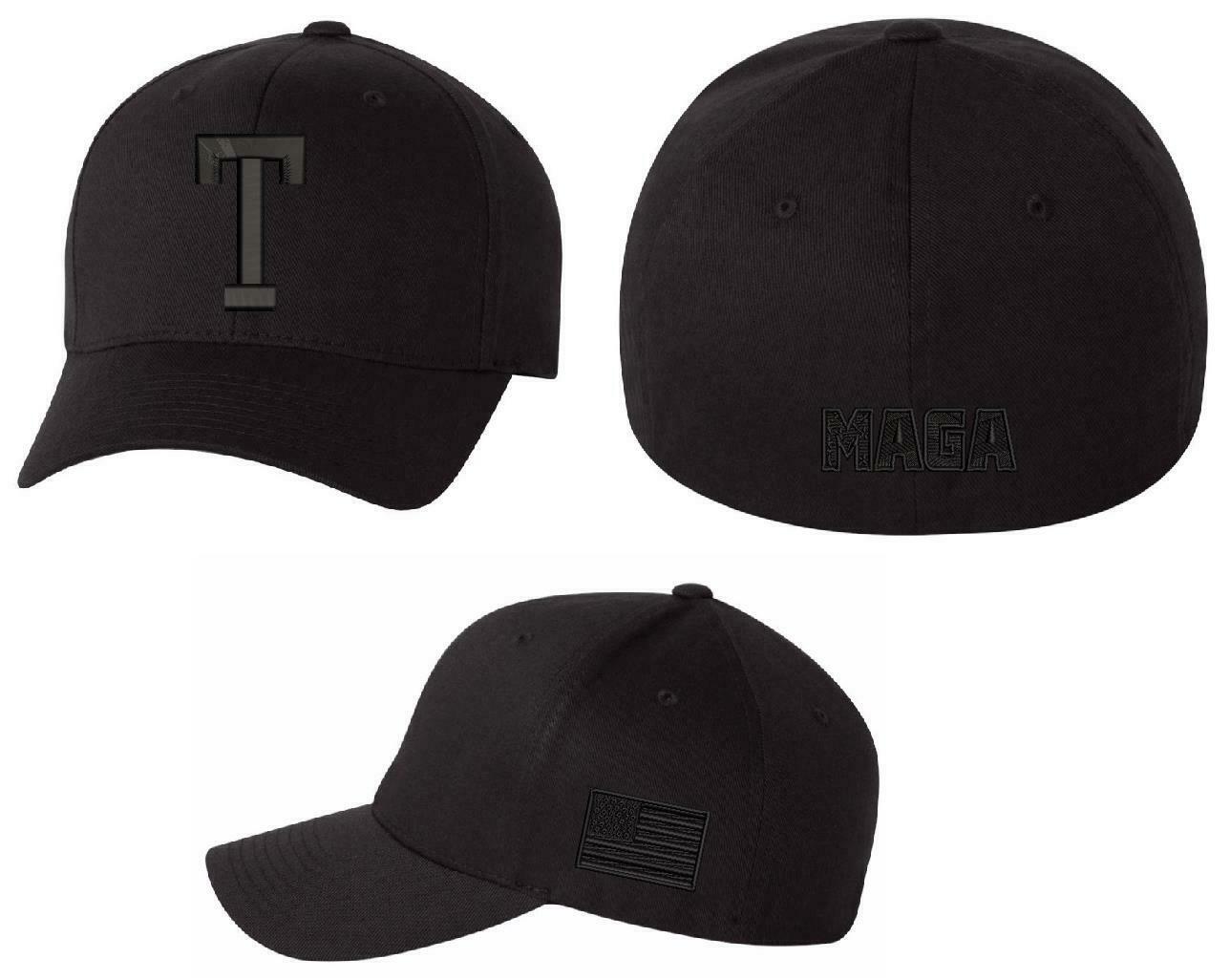 Donald Trump Hat - BLACK "T" Hat with backside MAGA and Side BLACK USA ...