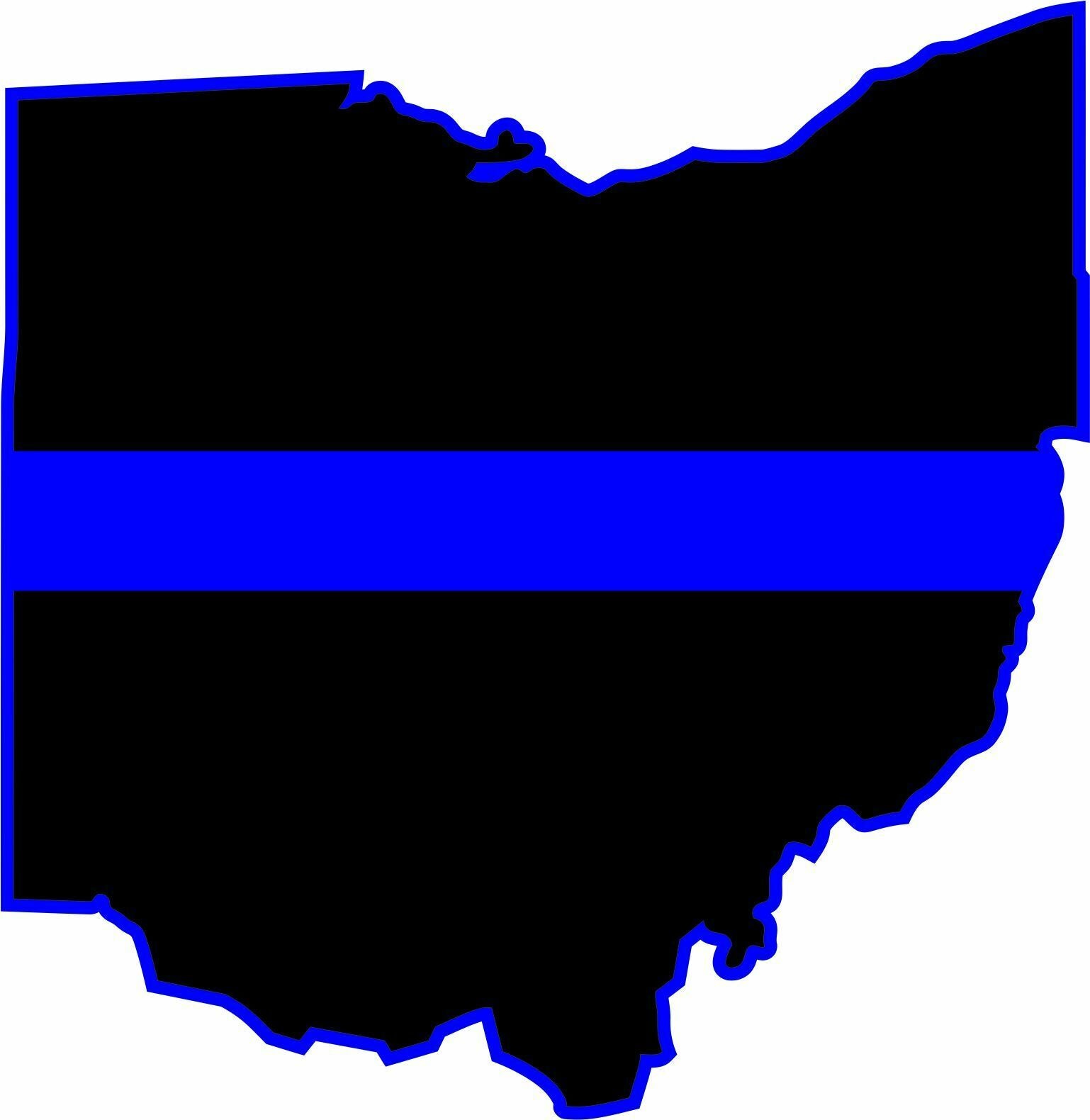 Thin Blue line decal - State of Ohio Reflective Blue Line/Outline Deca ...
