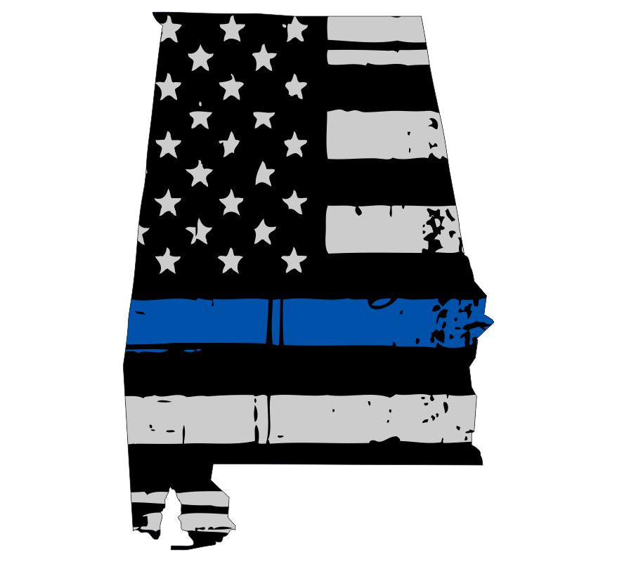 Alabama Tattered Blue Line Window Decal – Powercall Sirens LLC