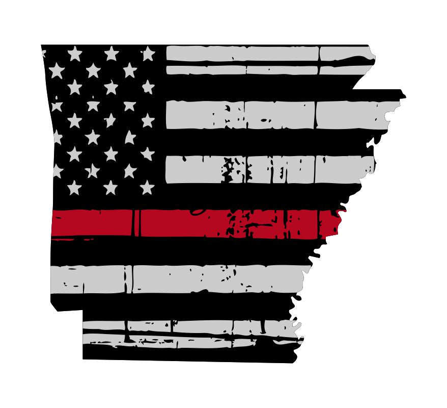 Arkansas Tattered Flag Red Line Decal – Powercall Sirens LLC