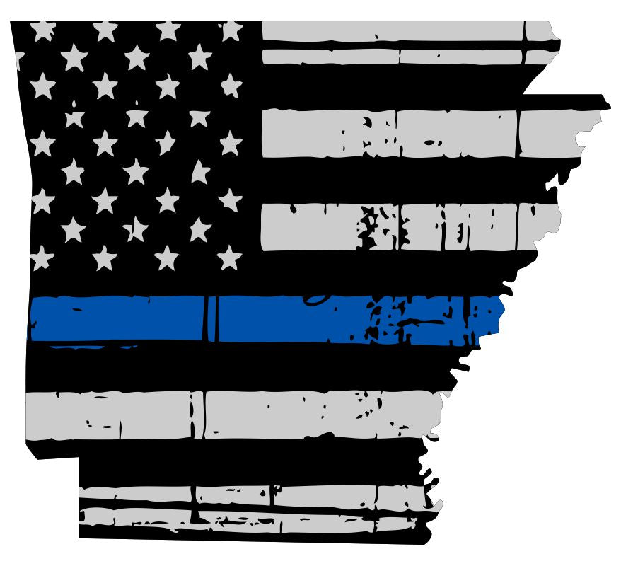 Arkansas Tattered Blue Line Decal – Powercall Sirens LLC