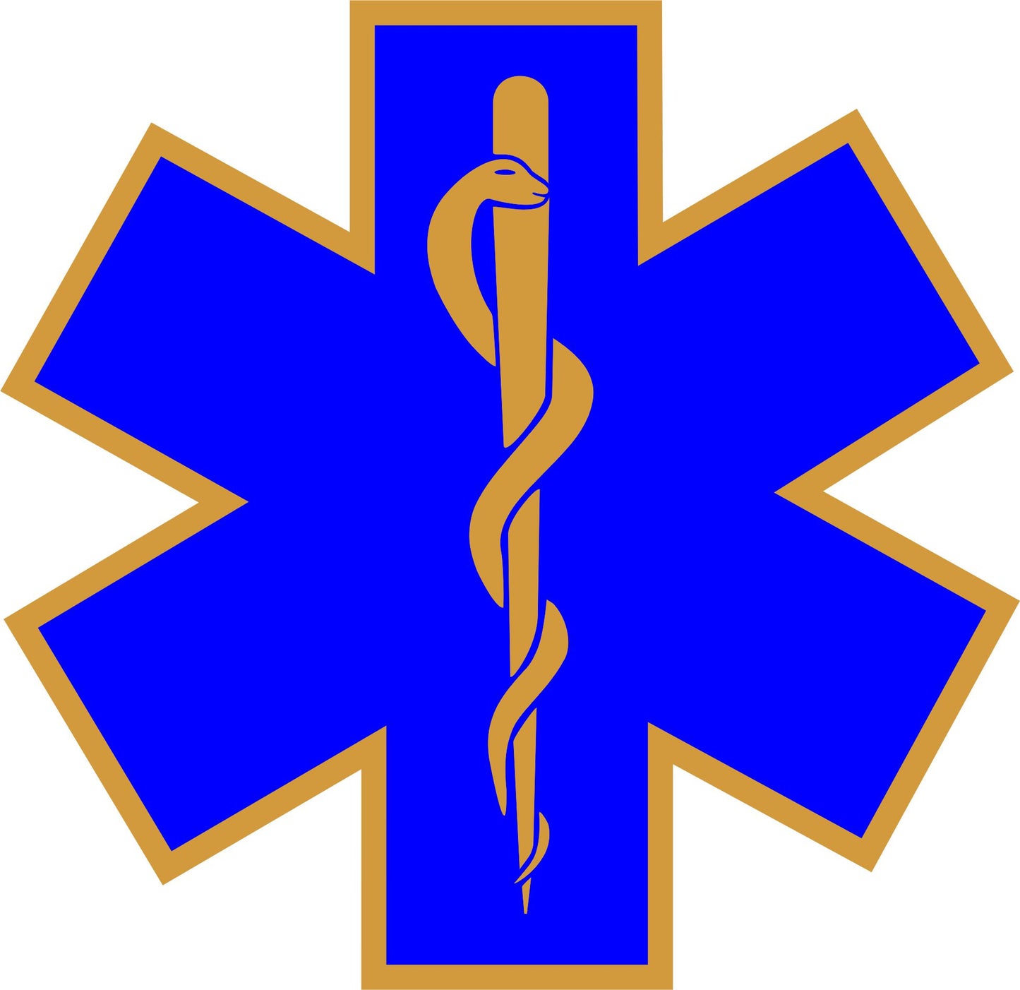EMS Star with Gold Outline and Staff Decal – Powercall Sirens LLC