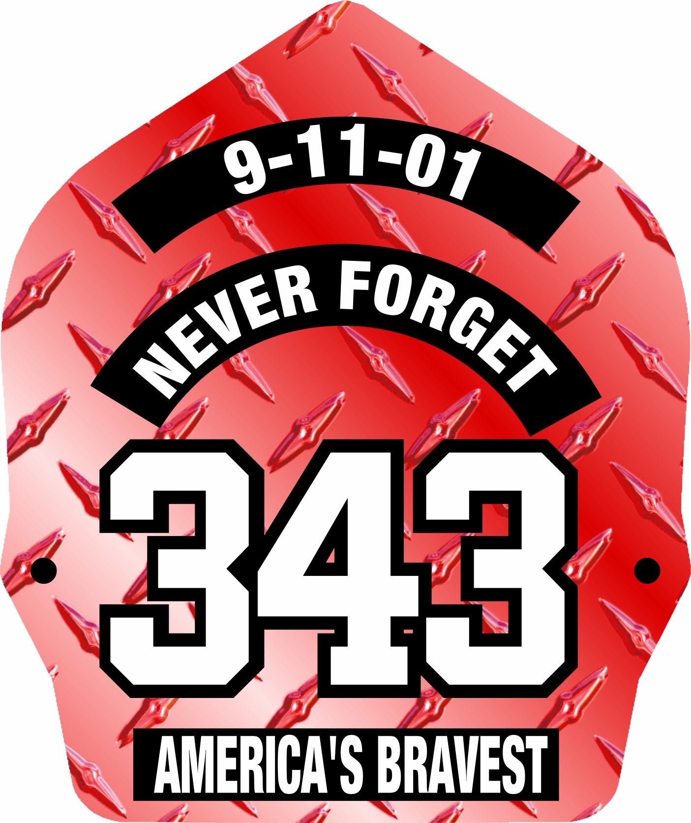 Red Diamond Plate 343 shield Memorial Decal – Powercall Sirens LLC