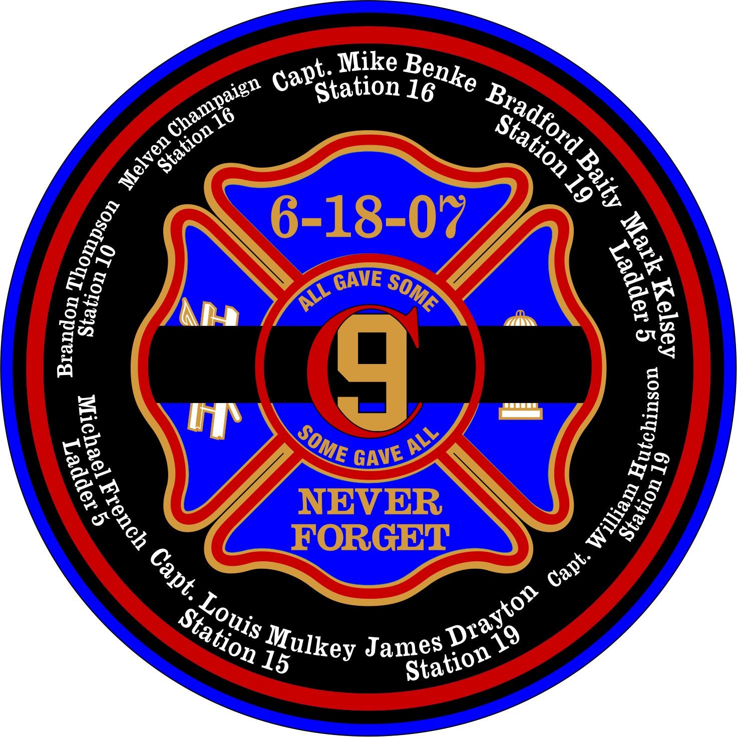 Charleston C9 Maltese Circle Memorial decal – Powercall Sirens LLC