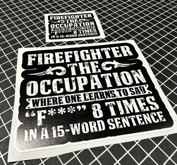 Window Sticker & Hard Hat Sticker -Firefighter the occupation set of d ...