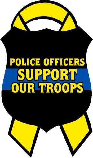 Police Officers Support Our Troops Ribbon Thin Blue Line Badge ...