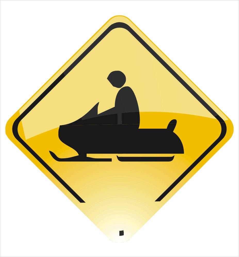 Snow Mobile Crossing Road Sign Decal – Powercall Sirens LLC