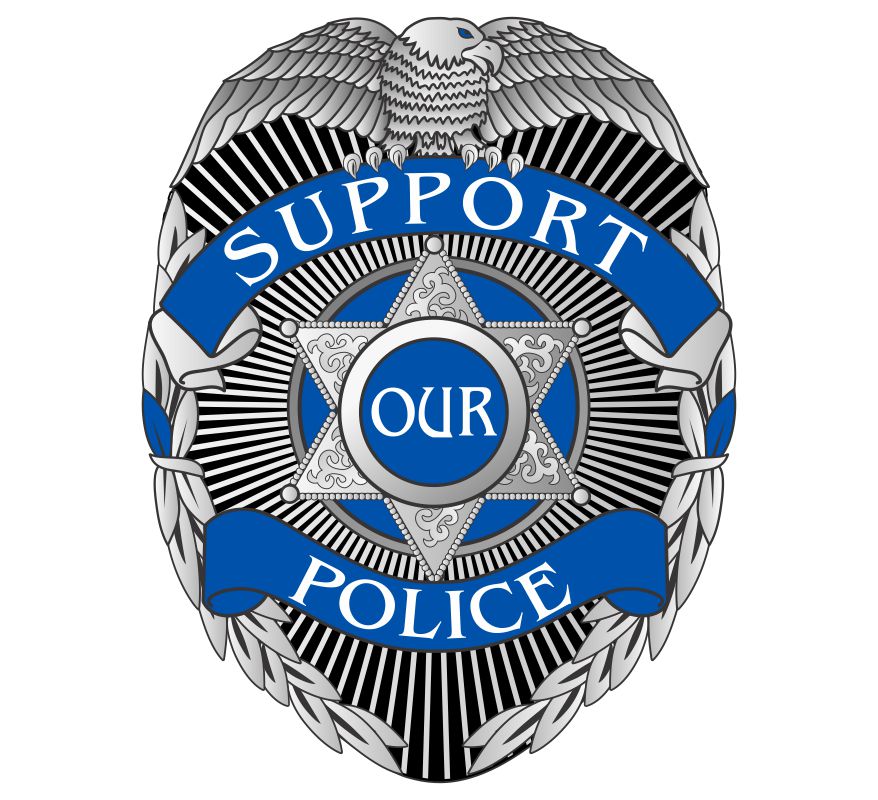Support our Police Blue line badge decal – Powercall Sirens LLC